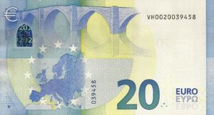 Banknote: 20 Euro (Euro) (2013-2019 "Europa" Issue) Wor:P-22v