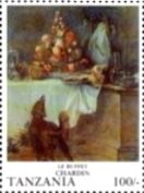 Stamp: The Buffet by Chardin (Tanzania(200th Anniversary of the Louvre ...