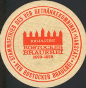 Beer Coaster: Rostocker (VEB Getränkekombinat Hanseat Rostock, Germany ...