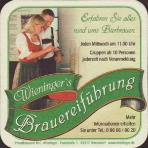 Sous-bock de bière: Wieninger (Privatbrauerei M.C. Wieninger GmbH & Co ...