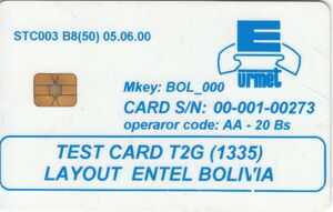Phonecard: STC003 B8 - TEST CARD T2G (1335) LAYOUT ENTEL BOLIVIA (Test ...