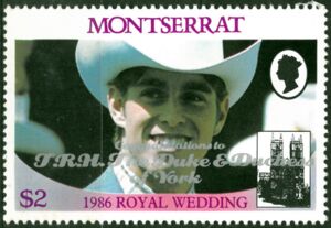 Stamp: Prince Andrew in cowboy hat - overprint (Montserrat(Royal ...