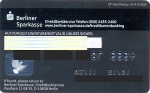 Bank Card: Berliner Sparkasse VISA Black (Berliner Sparkasse, Germany ...