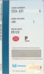 Bank Card: Monese GBP (Prepay Technologies Ltd., United Kingdom of ...