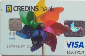 Bank Card: Credins Bank (Credins Bank Albania, AlbaniaCol:AL-VE-0014.01