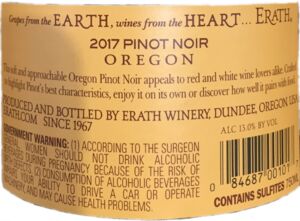 Drink Label: Erath Pinot Noir (Erath Winery, United States of ...