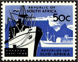 Stamp: Cape Town Harbour, redrawn (South Africa(Country themes, Redrawn ...