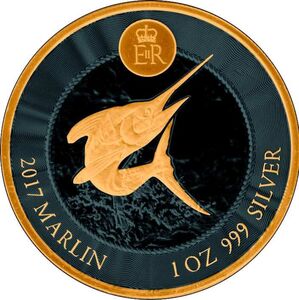 Coin: 1 Dollar (Blue Marlin. Gold Black Empire) (Cayman Islands) (2017 ...
