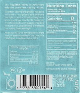 Drink Label: Mountain Valley Spring Water (Mountain Valley Water Co ...