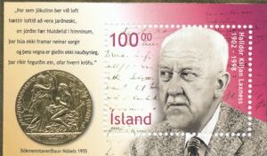 Stamp: Halldor Laxness (Iceland(People) Mi:IS BL30,Sn:IS 960a,Yt:IS ...