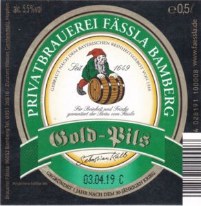 Flaschenetikett: Gold-Pils (Brauerei Fässla, Deutschland ...