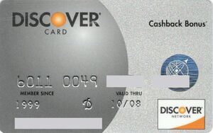 Bank Card: Disvover Network Cashback (Discover, United States of ...