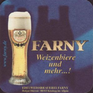 Beer Coaster: Farny (Edelweissbrauerei Farny, Germany, Federal ...