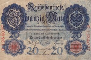Banknote: 20 Mark (Germany(1906 Issue - Reichsbanknote, Imperial Bank ...