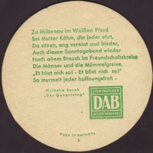 Sous-bock de bière: DAB (Dortmunder Actien Brauerei (Oetker Group ...