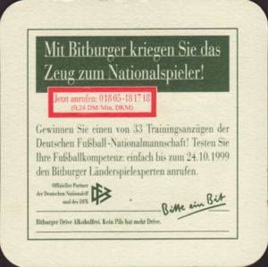 Beer Coaster: Bitburger (Bitburger Brauerei, Germany, Federal ...