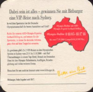 Beer Coaster: Bitburger (Bitburger Brauerei, Germany, Federal ...