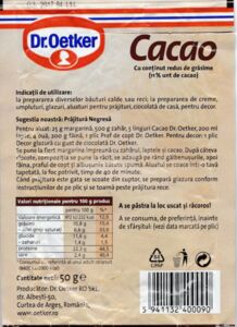 Food Label: Cacao calitate extra (Dr. Oetker RO S.R.L., RomaniaCol:RO ...