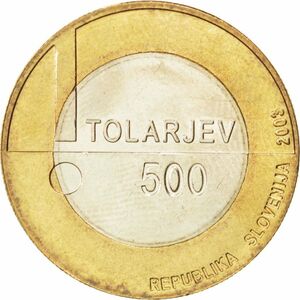 Kovanec: 500 Tolarjev (Year of Disabled People) (Slovenija(1991-2006 Tolar (spominski)) Col:SI ...