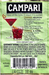 Drink Label: Campari XV (Davide Campari S.P.A, ItalyCol:IT-APE-000012