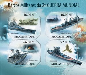 Stamp: Warships from the Second World War (Mozambique) (Warships from ...