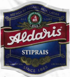 Drink Label: Aldaris Stiprais Lager (Aldaris, LatviaCol:LV-BEER-000118