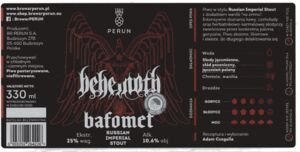 Drink Label: Behemoth Behemoth Russian Imperial Stout 25% (Browar Perun ...