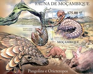 Stamp: Manis temminckii (Mozambique(Fauna of Mozambique - Pangolins and ...