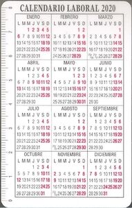 Calendario de Bolsillo: F.N.M.T. - Calendario Laboral 2020 (España ...