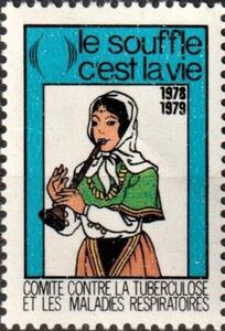 Stamp: Tuberculose Charity Musician playing Clarinet Breath is Life ...