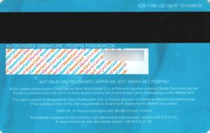 Bank Card: Blue water (SGB Gospodarczy Bank Wielkopolski, PolandCol:PL ...