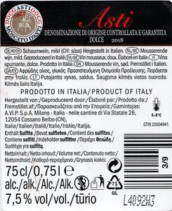 Drink Label: Allini Asti (A.VI.P.S.p.A., Italy) Col:IT-SPARW-000024