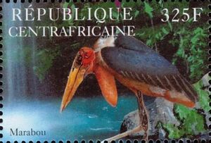 切手: Marabou Stork (Leptoptilos crumeniferus) (中央アフリカ共和国(Birds 2001) Mi ...