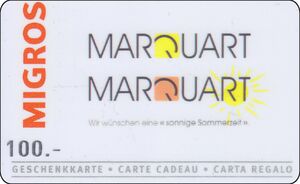 Gift Card: Marquart (Migros, Switzerland(Migros) Col:CH-MIG-1843-100 💳
