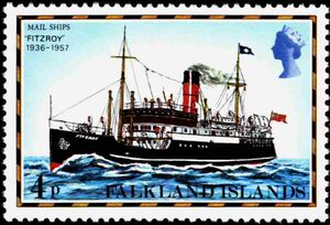 Stamp: "Fitzroy", 1936-1957 (Falkland Islands(Mail Ships) Mi:FK 258I,Sn ...
