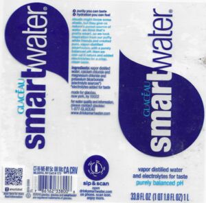 Drink Label: Glacéau Smartwater (Glacéau, United States of AmericaCol ...