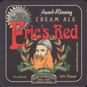 Beer Coaster: Eric's Red (Quidi Vidi, CanadaCol:CA-000076