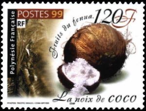 Stamp: Coco or Coconut (French Polynesia(Fruits of the "fenua") Yt:PF ...