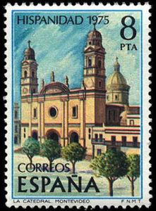 Stamp: Montevideo Cathedral (Uruguay) (Spain(Hispanic Heritage (1975 ...