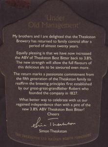 Beer Coaster: Theakston (Theakston, United Kingdom of Great Britain ...