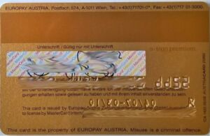 Bank Card: MasterCard Gold (Sparkasse Knittelfeld AG, AustriaCol:AT-MC-0018