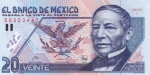 Billete de Banco: 20 Nuevos Pesos (México) (1992.12.10 "Nuevos Pesos ...