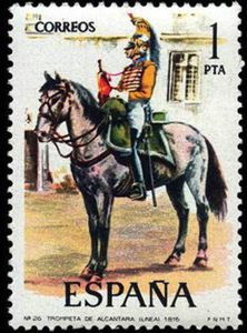 Stamp: Trumpeter of Alcantara Regiment, 1815 (Spain(Military Uniforms ...