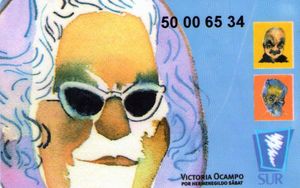Phonecard: Victoria Ocampo, numbers on front (Telefónica de Argentina ...