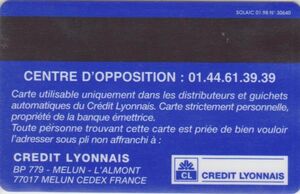 Bank Card: Initial (Credit Lyonnais, FranceCol:FR-GM-0027.03