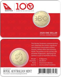Coin: 1 Dollar (QANTAS Centenary) (Australia(2020 - Qantas Centenary) Col:AU-004343,WCC:km3867 🪙