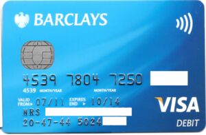 Bank Card: Barclays Visa Debit (01/11) (Barclays Bank, United Kingdom ...