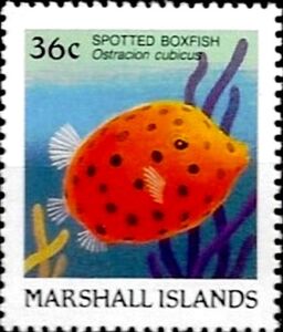Stamp: Spotted Boxfish (Ostracion cubicus) (Marshall Islands(Fish (1988 ...