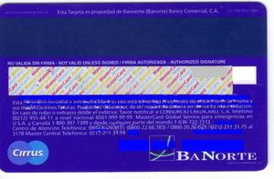 Bank Card: BaNorte (BaNorte, VenezuelaCol:VE-MC-0104