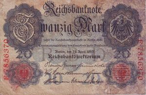 Banknote: 20 Mark (Germany(1910 Issue - Reichsbanknote, Imperial Bank ...